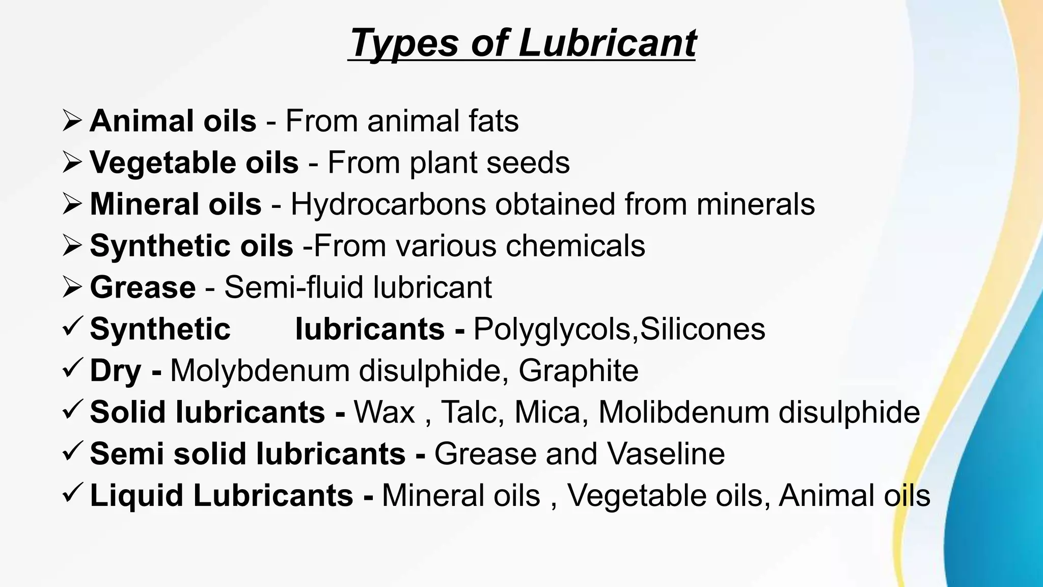 Lubricants | PPTX