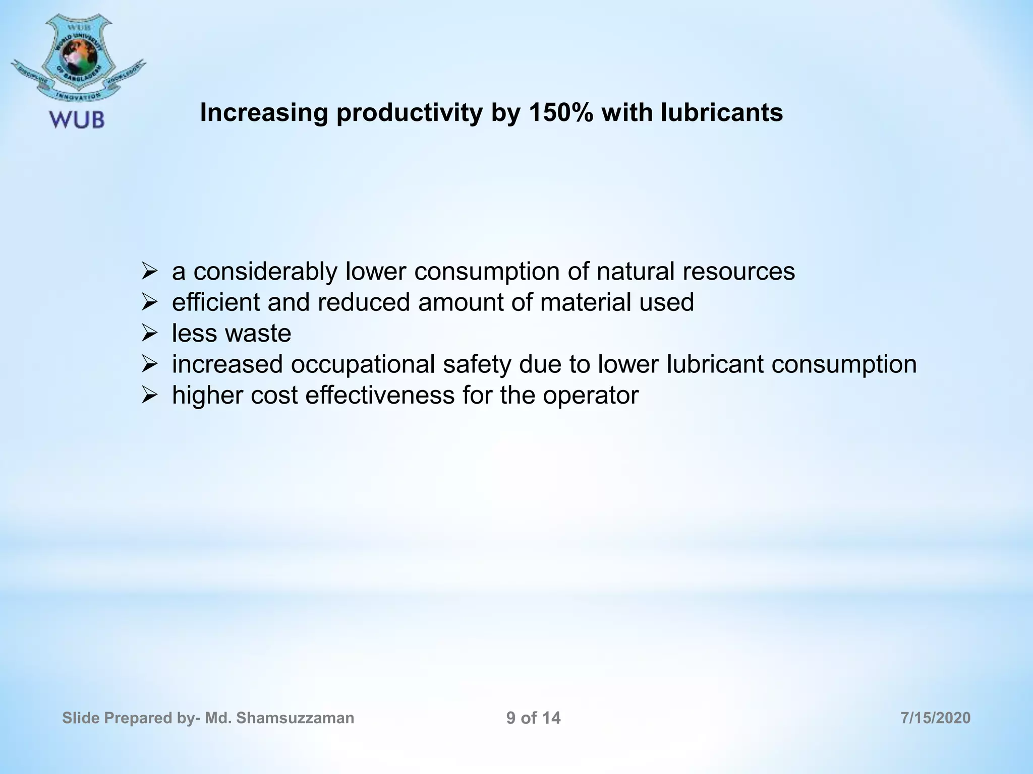 Lubricants used in textile industry | PPTX