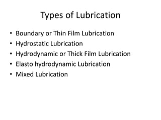 Lubrication,Types & Stribeck Curve | PDF