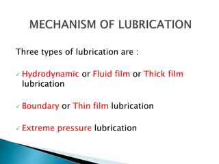 LUBRICATION + SEMISOLID&SOLID LUBRICANTS +ONE TYPE OF LUBRICATION | PPTX