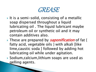LUBRICATION + SEMISOLID&SOLID LUBRICANTS +ONE TYPE OF LUBRICATION | PPTX