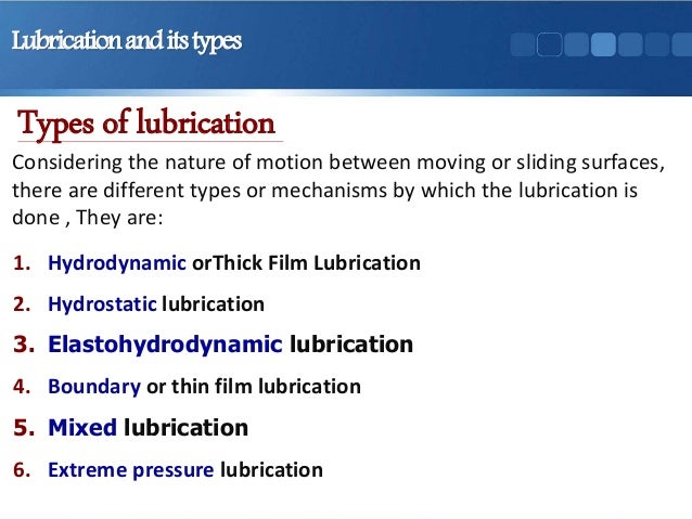 Lubrication and its types