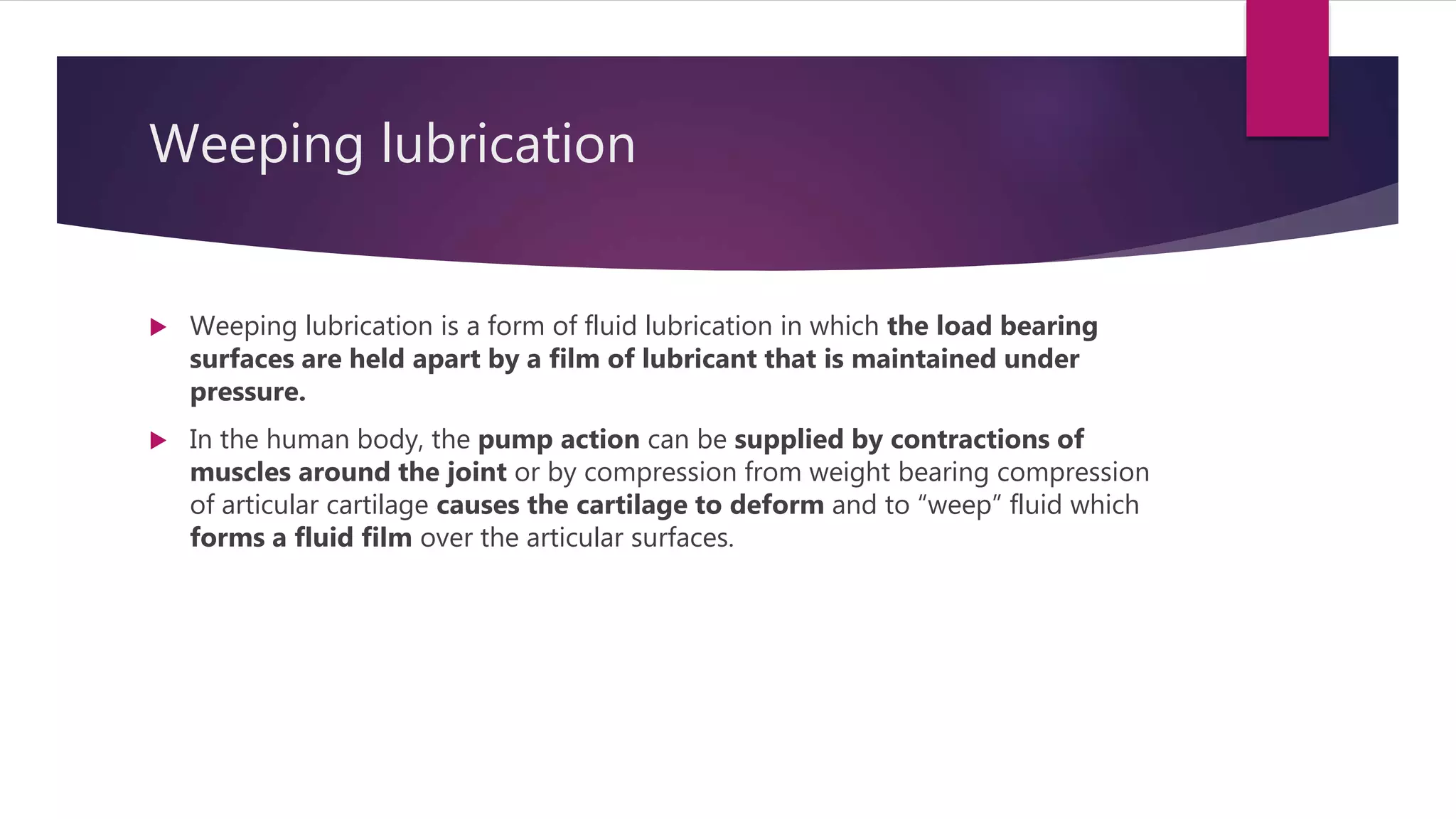 LUBRICATION MECHANISMS OF SYNOVIAL JOINTS.pptx | Chemistry | Science