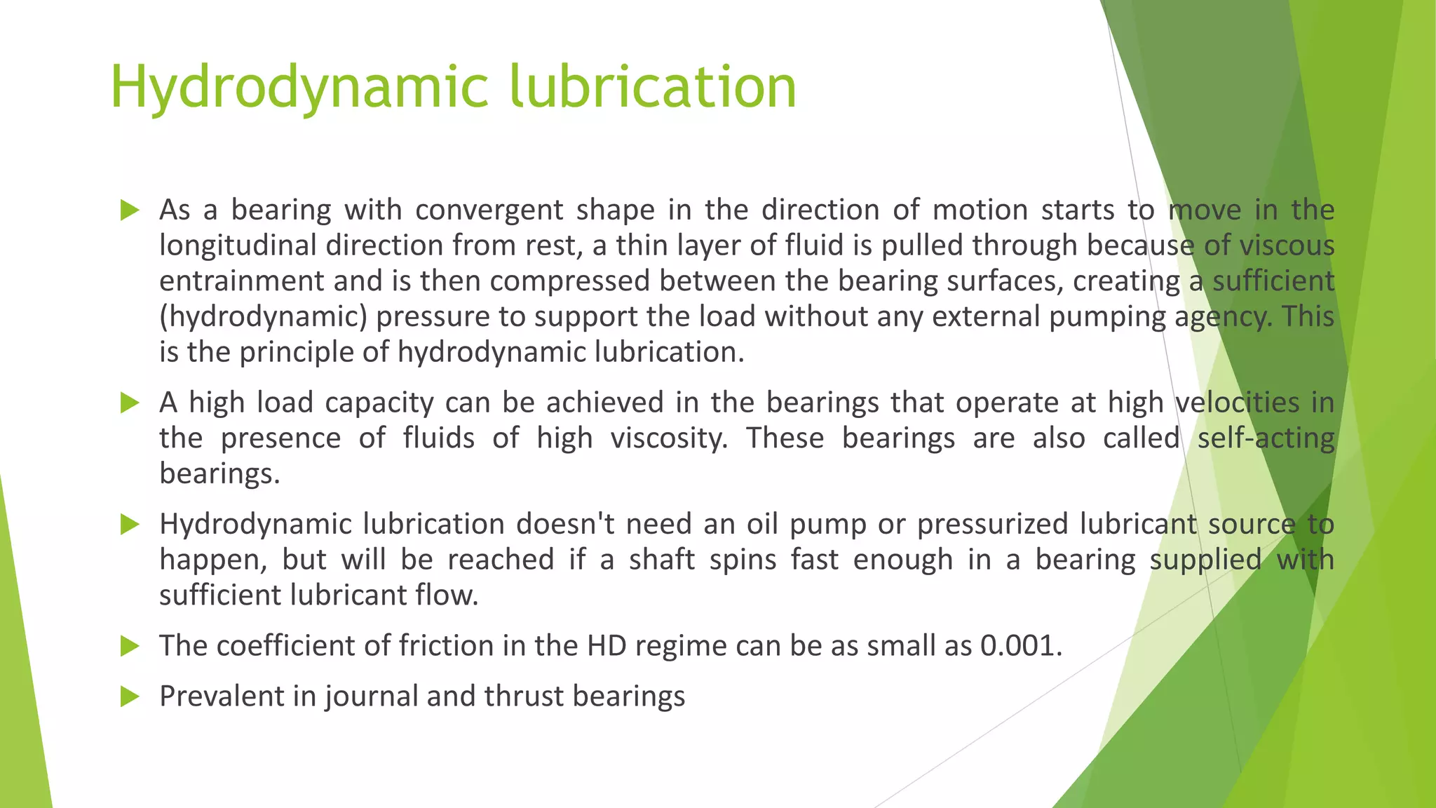 Lubrication theories ( regimes of lubrication) and effect of ...