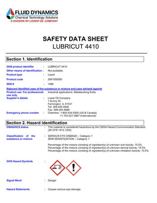 LUBRICUT-4410-SDS Safety data sheets model 4410 | PDF