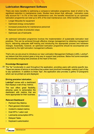 LUBRILYS - LUBRICATION MANAGEMENT SOFTWARE | PDF