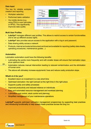 LUBRILYS - LUBRICATION MANAGEMENT SOFTWARE | PDF