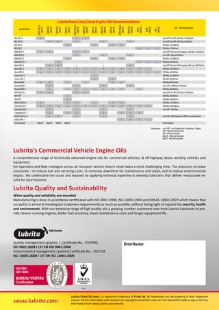 Lubrita Commercial Vehicles Lubricants Brochure_a4 | PDF