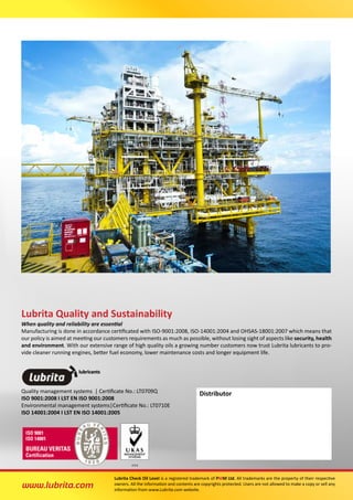 LUBRITA Europe B.V. brochure - industrial lubricants | PDF