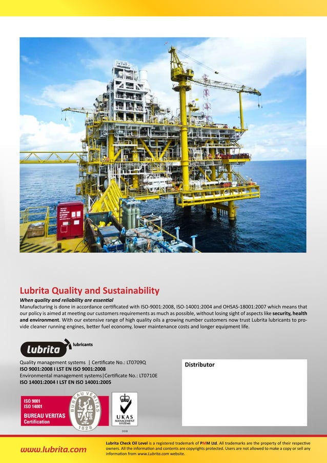 LUBRITA Europe B.V. brochure - industrial lubricants | PDF
