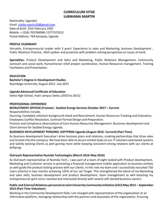 Lubwama martin resume 2018 | PDF