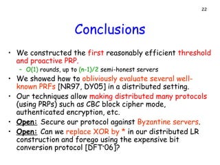 Threshold and Proactive Pseudo-Random Permutations | PPT