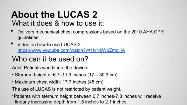 Lucas 2 chest compression system (2) | PPTX | First Aid | Injuries