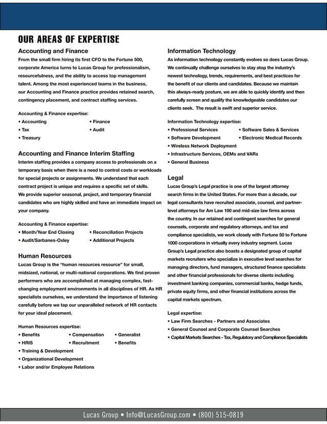Lucas Group Core Business Lines | PDF