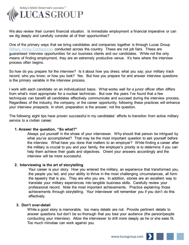 Effectively Translate Your Military Experience in a Civilian Interview ...
