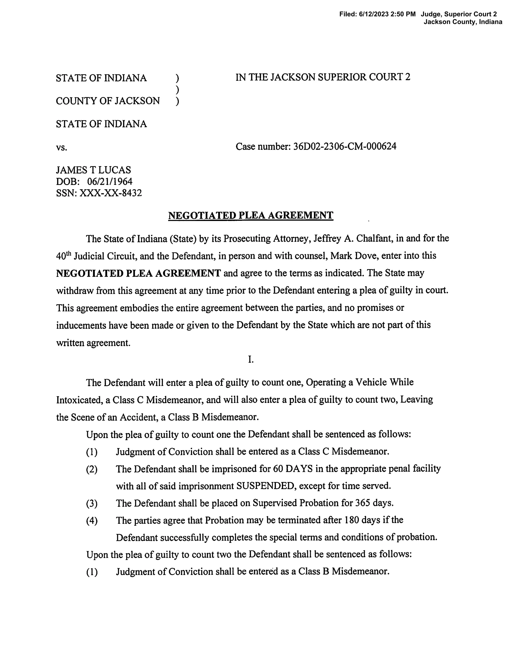 Lucas Enters Plea Deal | PDF