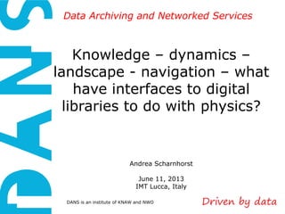 Knowledge – dynamics – landscape - navigation – what have interfaces to ...