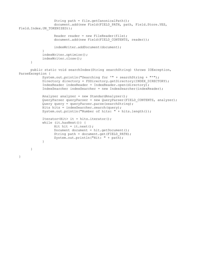 Lucene application | PDF