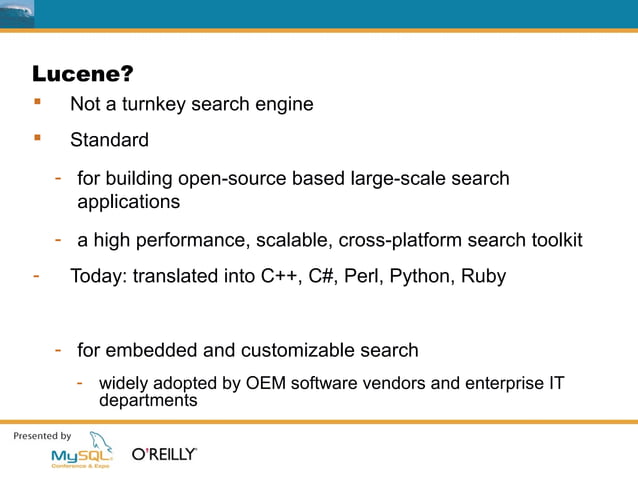 Lucene and MySQL | PPT