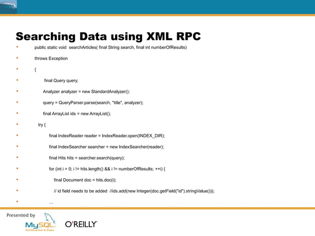 Lucene and MySQL | PPT