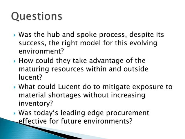 Lucent Technologies With Analysis | PPTX | Logistics | Business