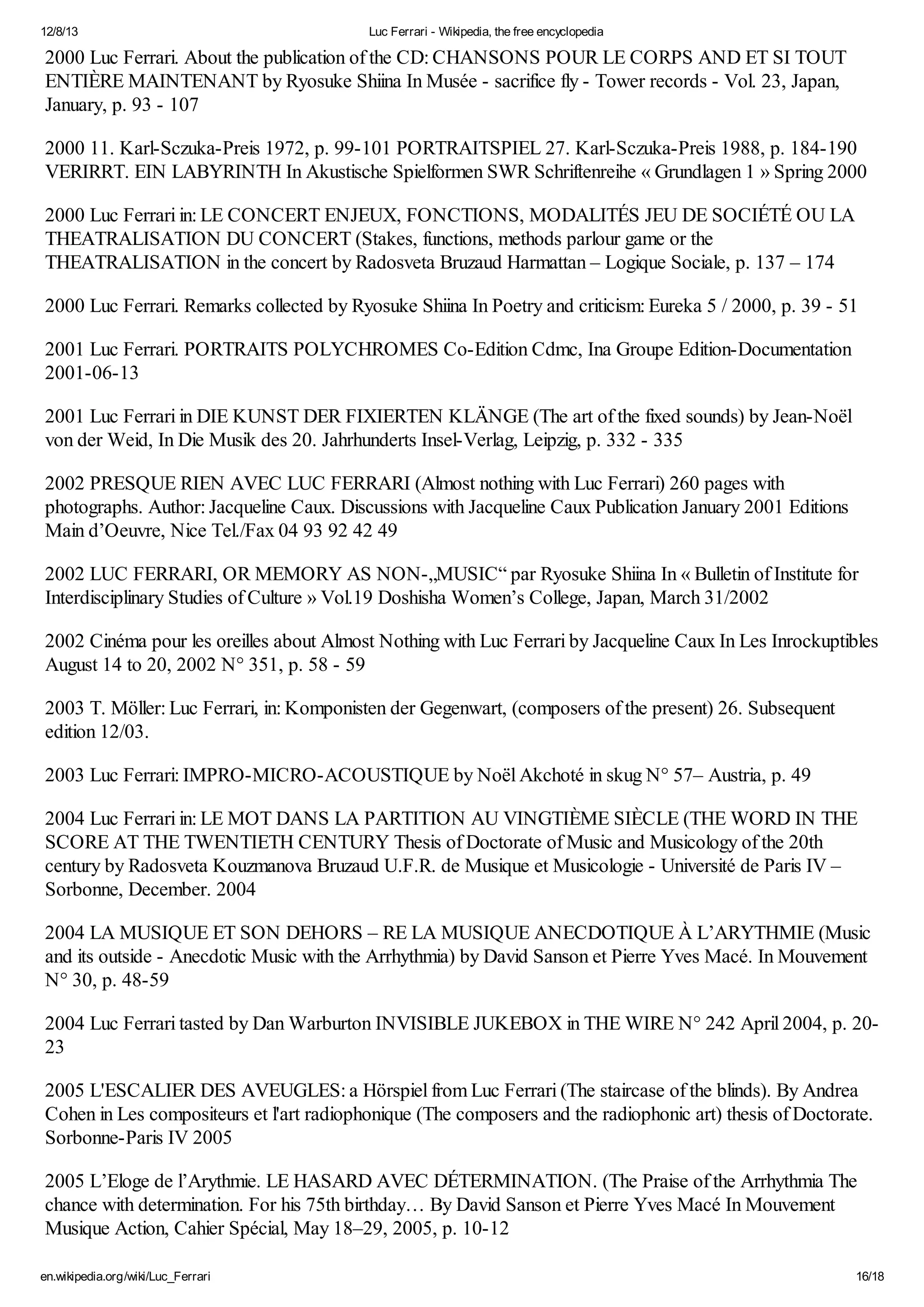 Luc Ferrari, Musician | PDF