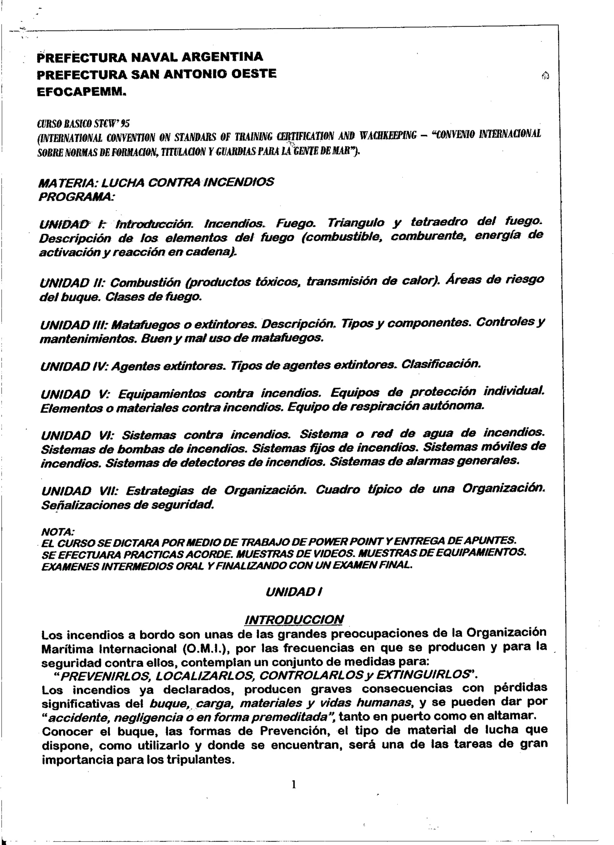 Lucha contra incendio stcw 95 | PDF