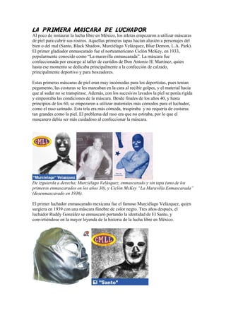 Lucha Libre Mexicana Mascaras Atraves Del Tiempo | PDF