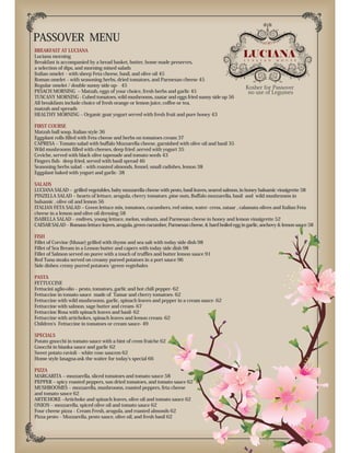 Luciana pesach 2012 menu eng | PDF