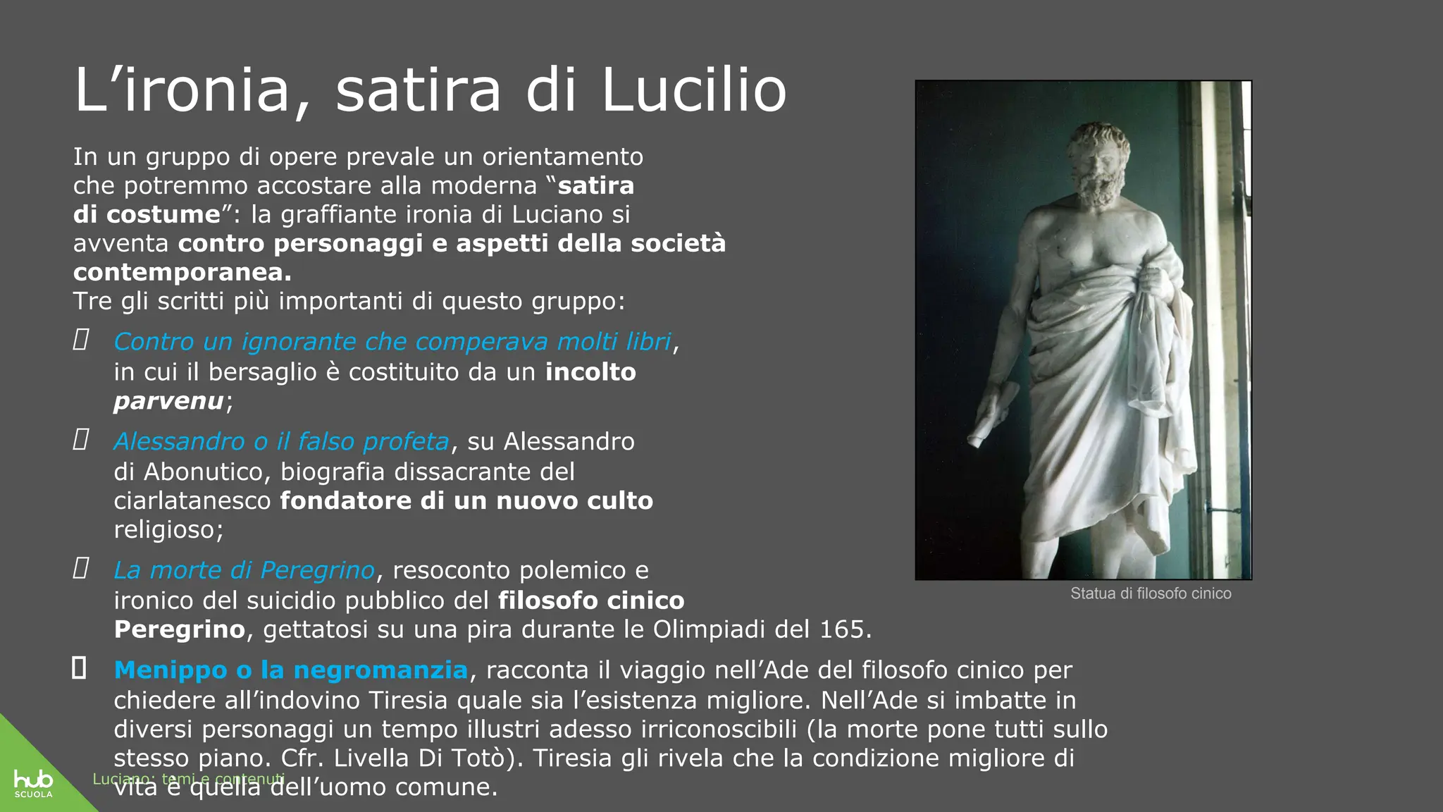 Luciano e la sua storia, opere e testi ed ironia | PDF