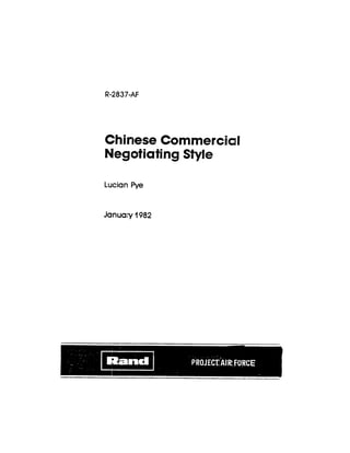 Lucian pye chinese commercial negotiating style (1982) | PDF