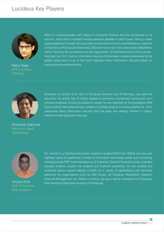 Lucideus company profile 2014 | PDF