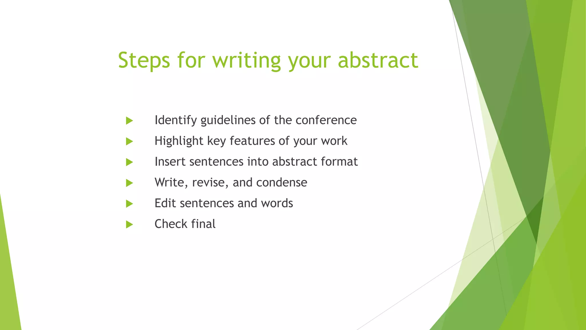 Writing abstracts for conferences | PPTX