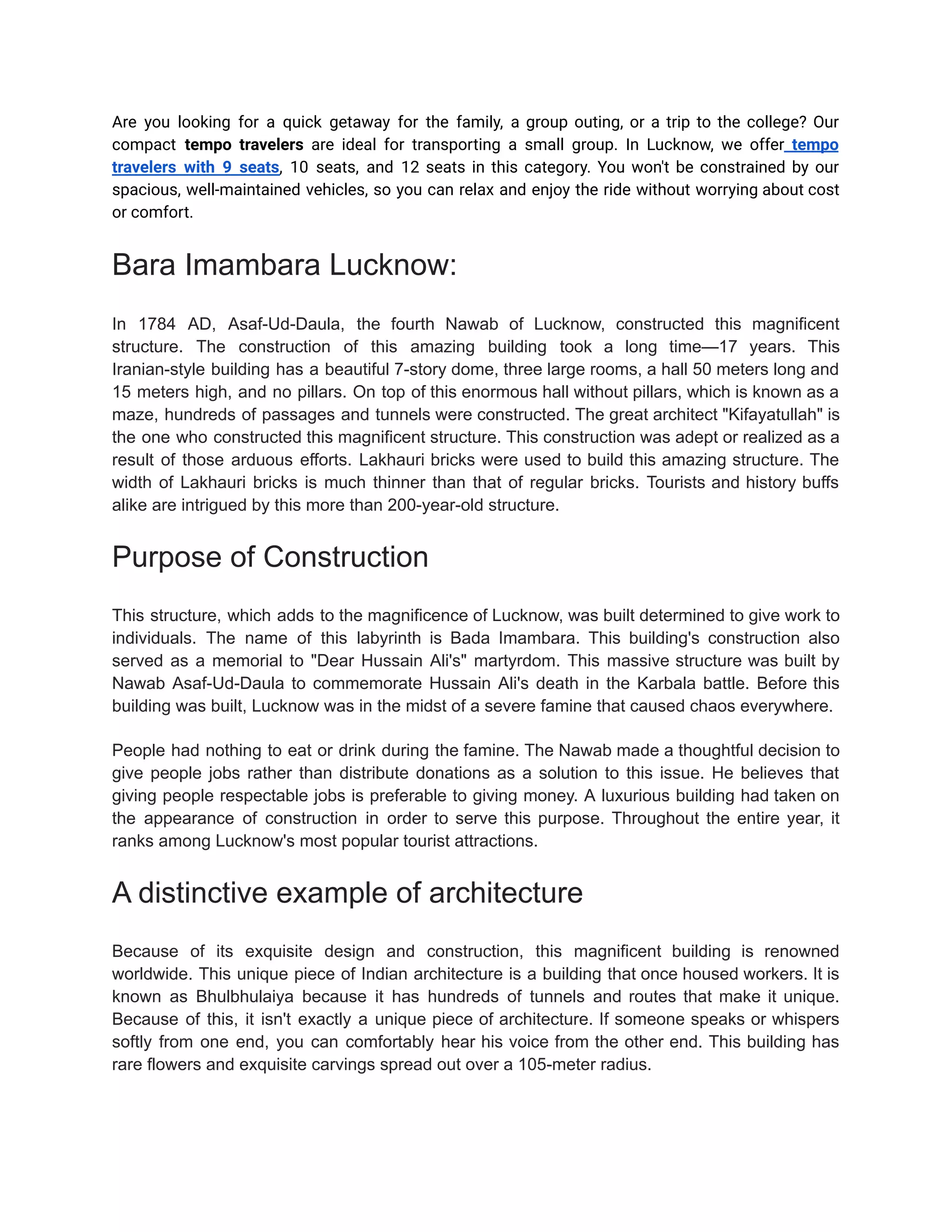 Tempo Traveller in Lucknow | PDF