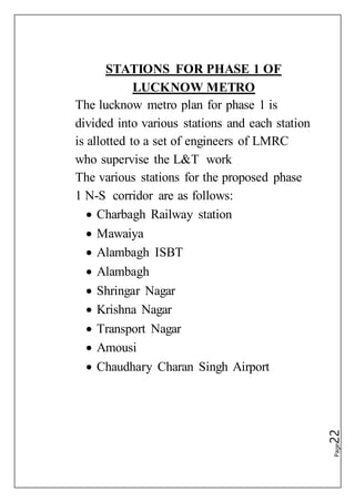 Lucknow metro rail project internship report | DOCX
