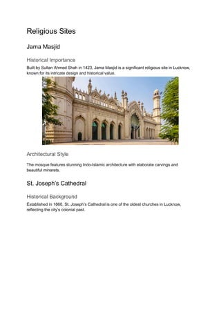 Lucknow Tourist Spots | tourist attractions Lucknow | PDF