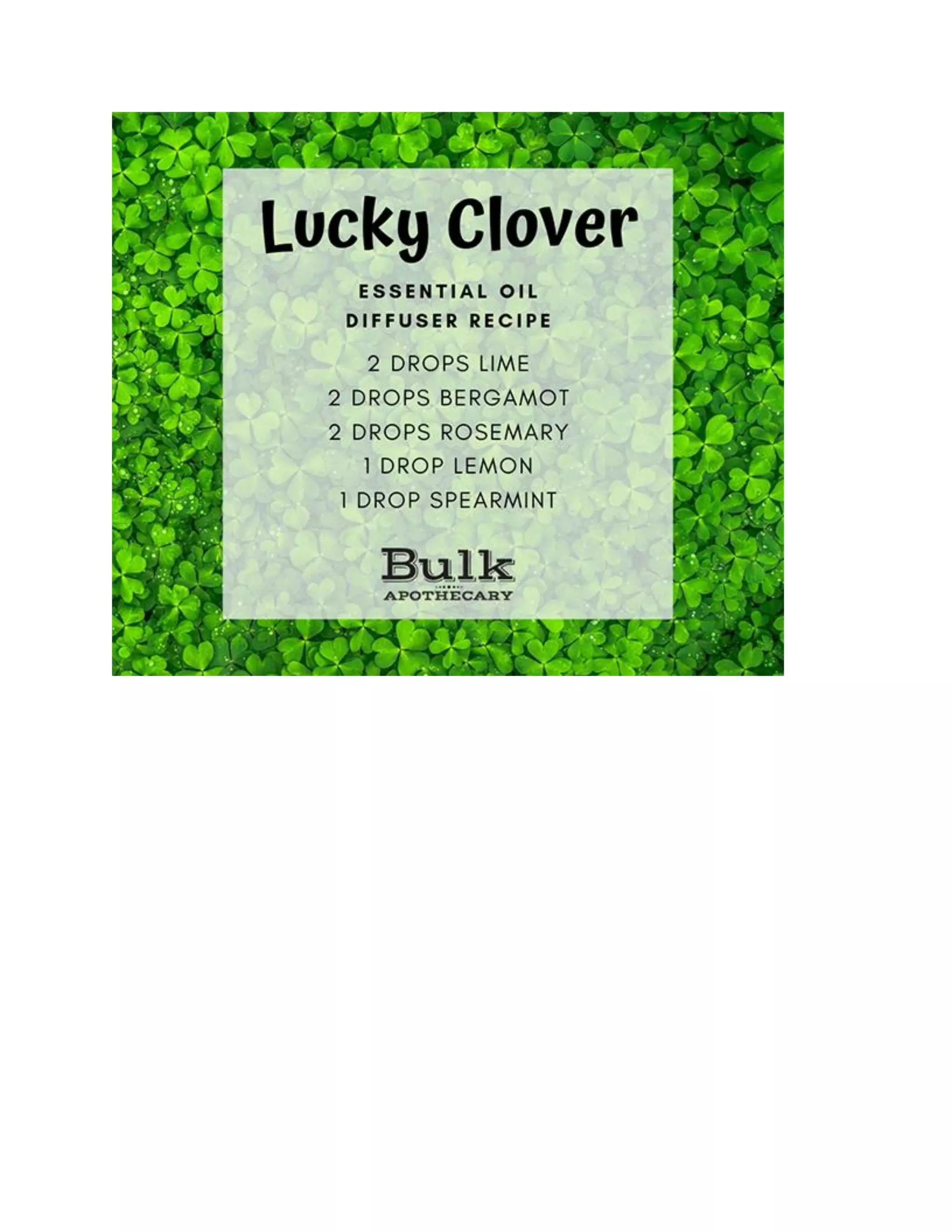 Lucky clover diffuser blend | PDF