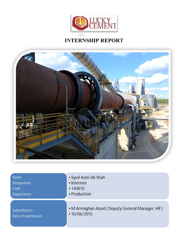 Lucky cement internship report | PDF