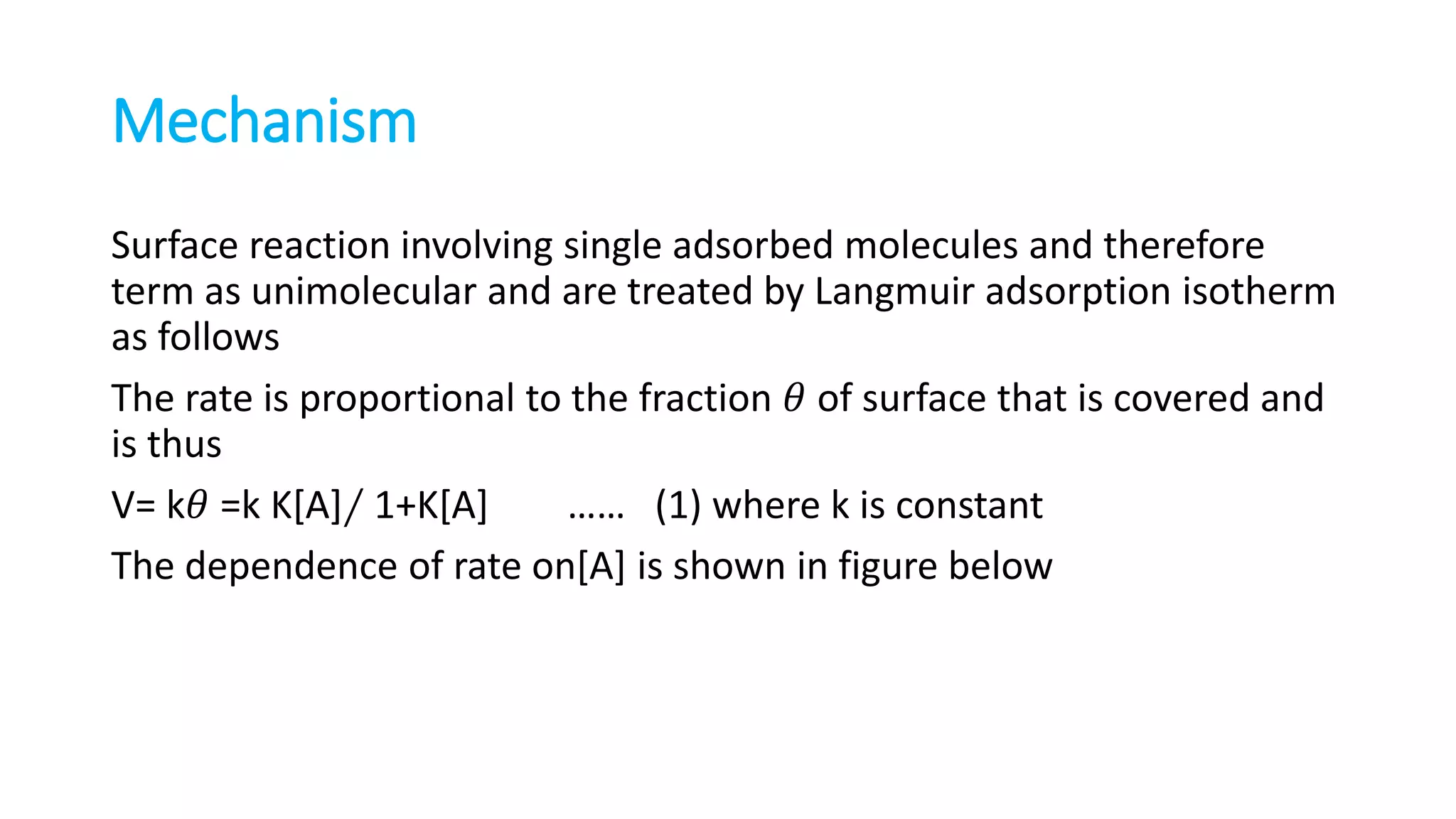 UNIMOLECULAR SURFACE REACTION: MECHANISM, INHIBITION AND ACTIVATION ...