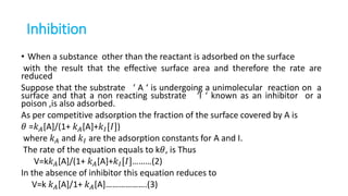 UNIMOLECULAR SURFACE REACTION: MECHANISM, INHIBITION AND ACTIVATION ...