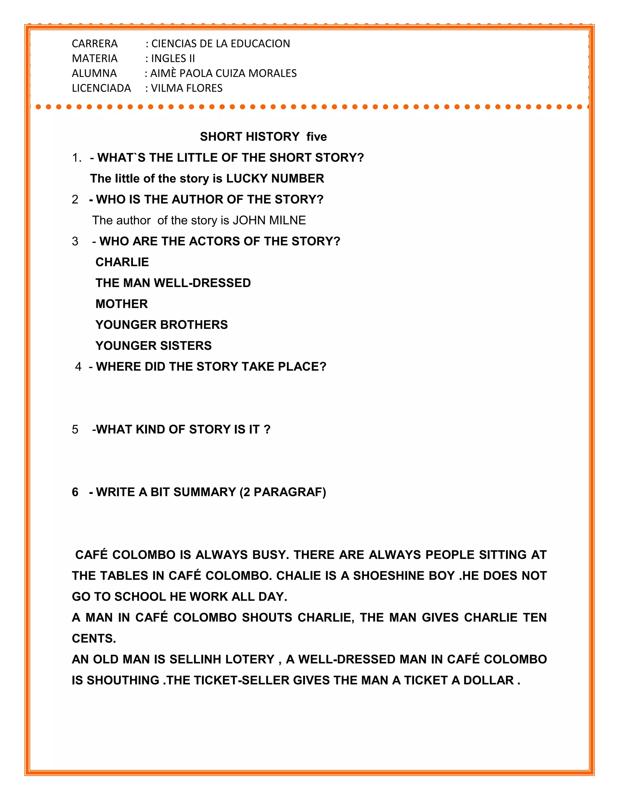 Lucky number | DOCX