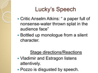 Lucky's speech analysis waiting for godot - m. azeem - shaim chaudry | PPTX