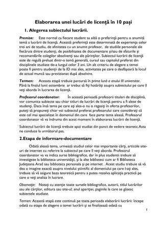 Lucrarea de licenta in 10 pasi | PDF