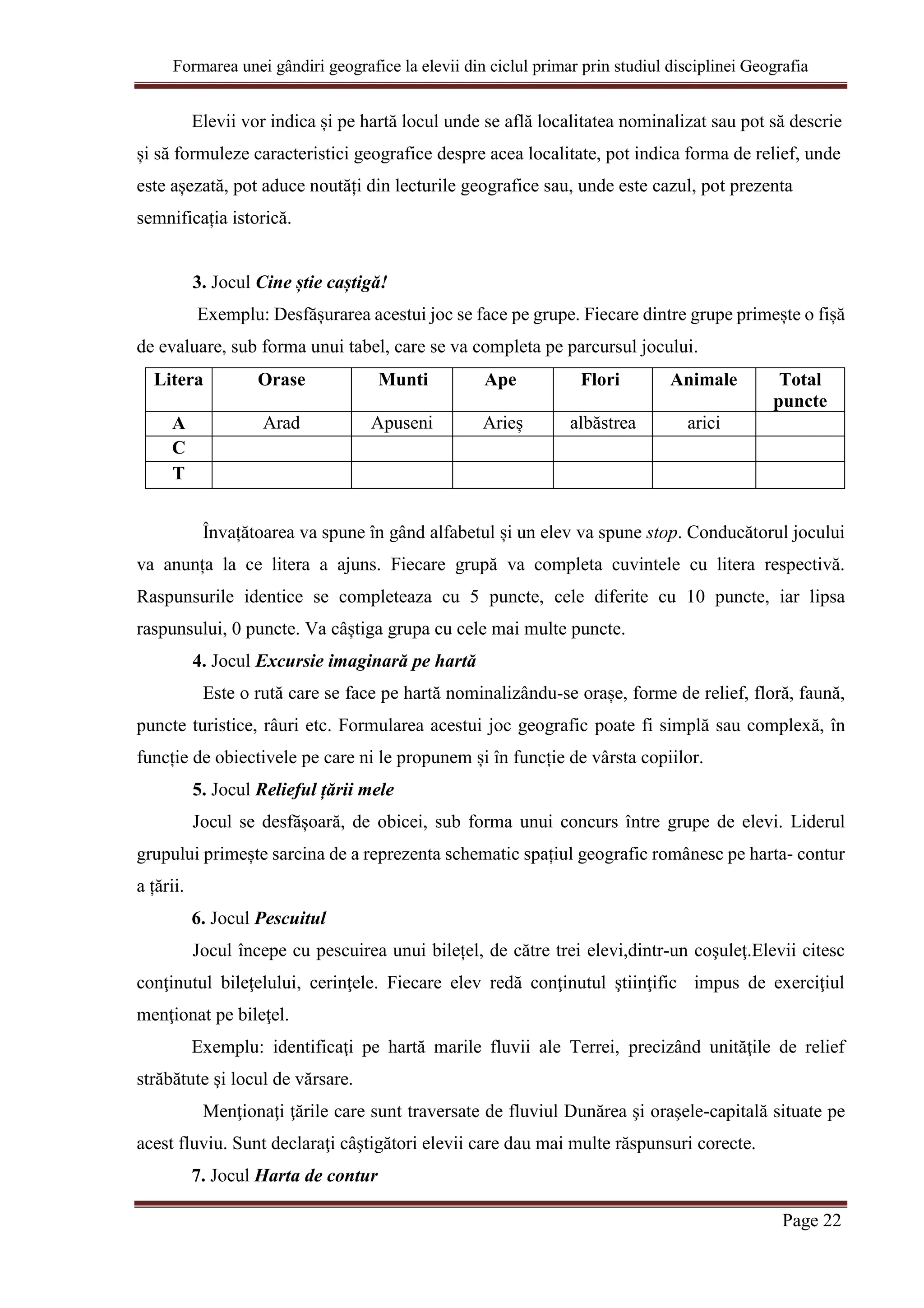 LUCRARE DE LICENTA - Formarea unei gândiri geografice la elevii | DOCX
