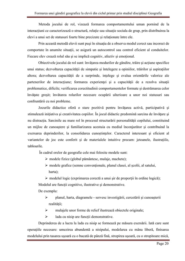 LUCRARE DE LICENTA - Formarea unei gândiri geografice la elevii | DOCX