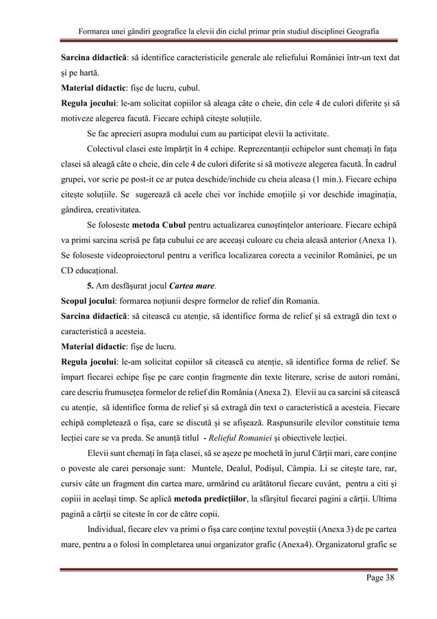 LUCRARE DE LICENTA - Formarea unei gândiri geografice la elevii | DOCX