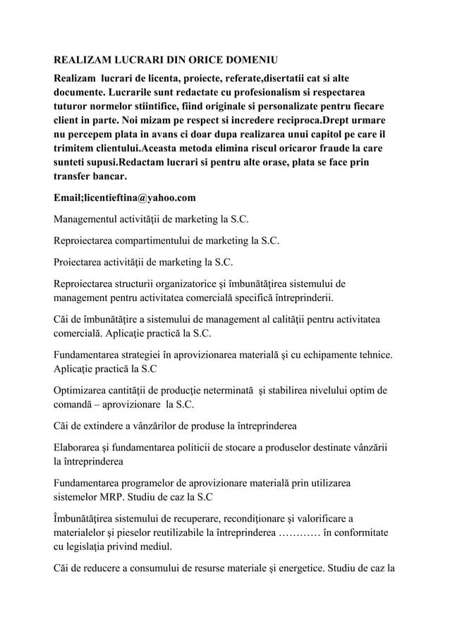 Lucrare de licenta la comanda,lucrare de licenta,lucrare de disertatie id licentieftina | DOCX