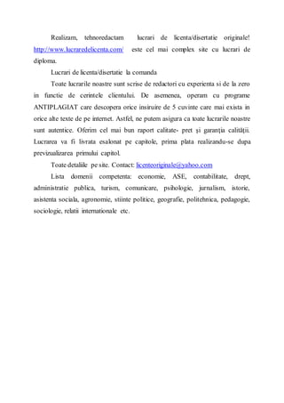 Lucrari de licenta si disertatie la comanda | PDF