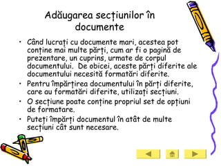 Lucrul cu documente mari | PPT