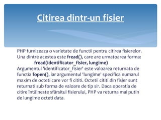 Lucrul cu fisiere php | PPT